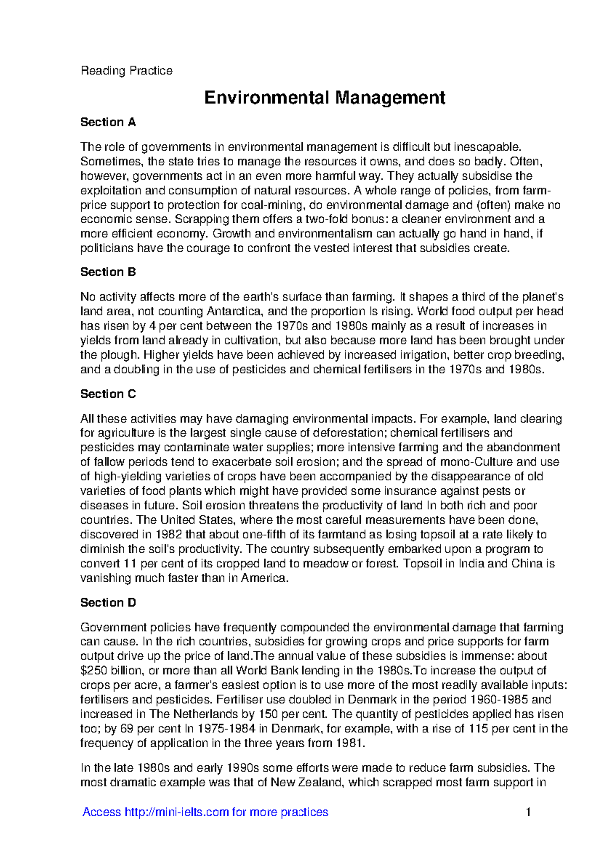 Environmental-management - Reading Practice Environmental Management ...