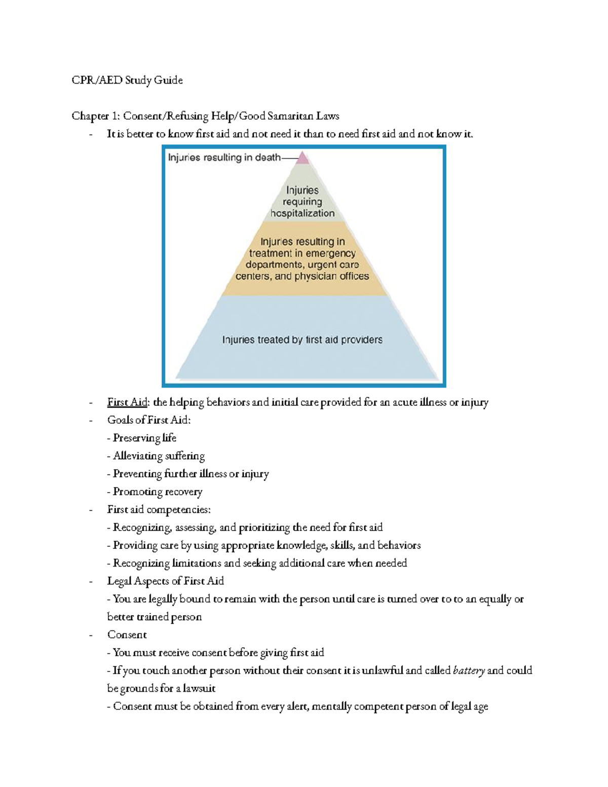 First Aid CPR AED Exam Study Guide - CPR/AED Study Guide Chapter 1 ...