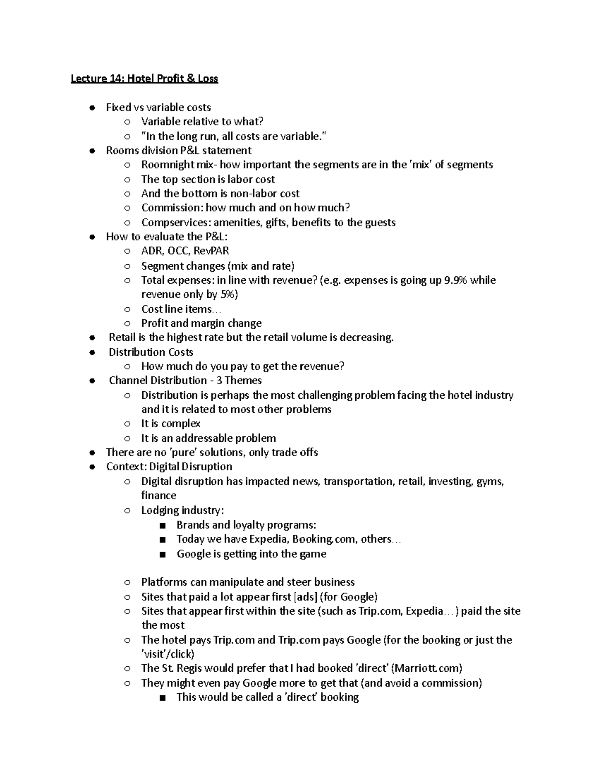 Introduction to Hotel Operations Module 6 - Lecture 14: Hotel Profit ...