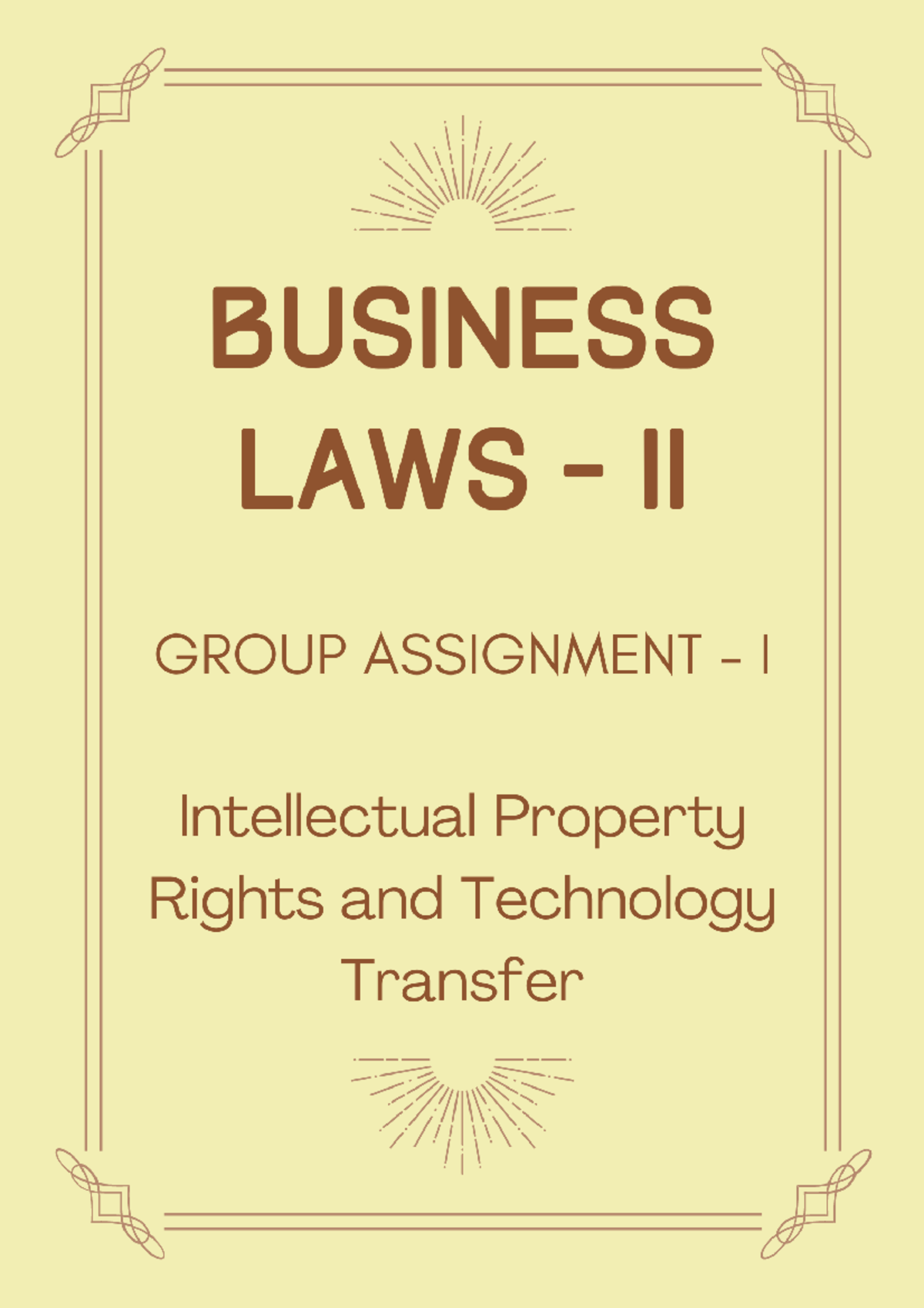 Business Laws Group assignment on Intellectual Property Rights and ...