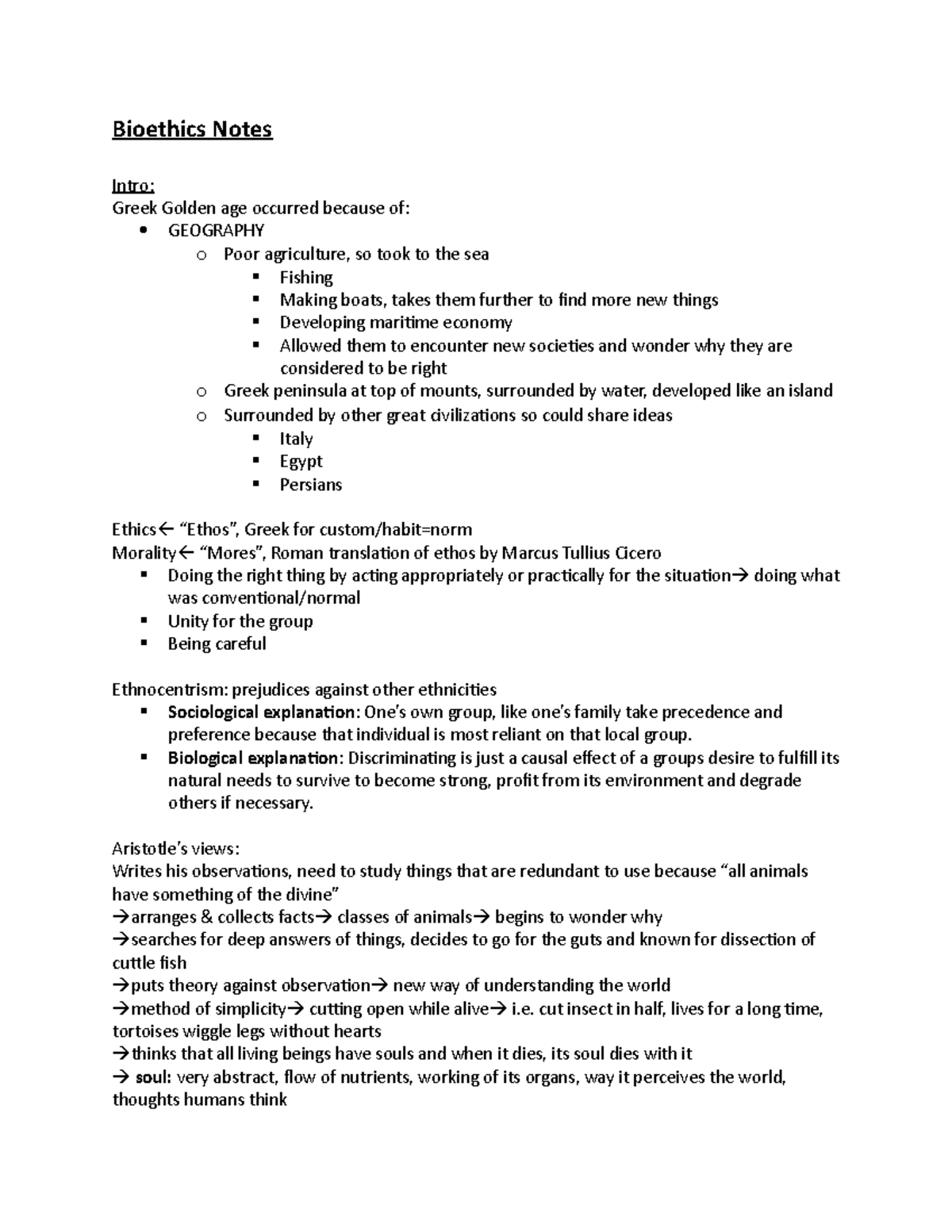 Bioethics Notes - For Dean Lauers first quiz - Bioethics Notes Intro ...