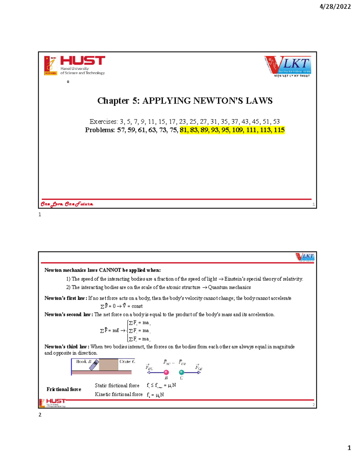 applying-newtons-law - One Love. One Future. 1 Chapter 5: APPLYING ...