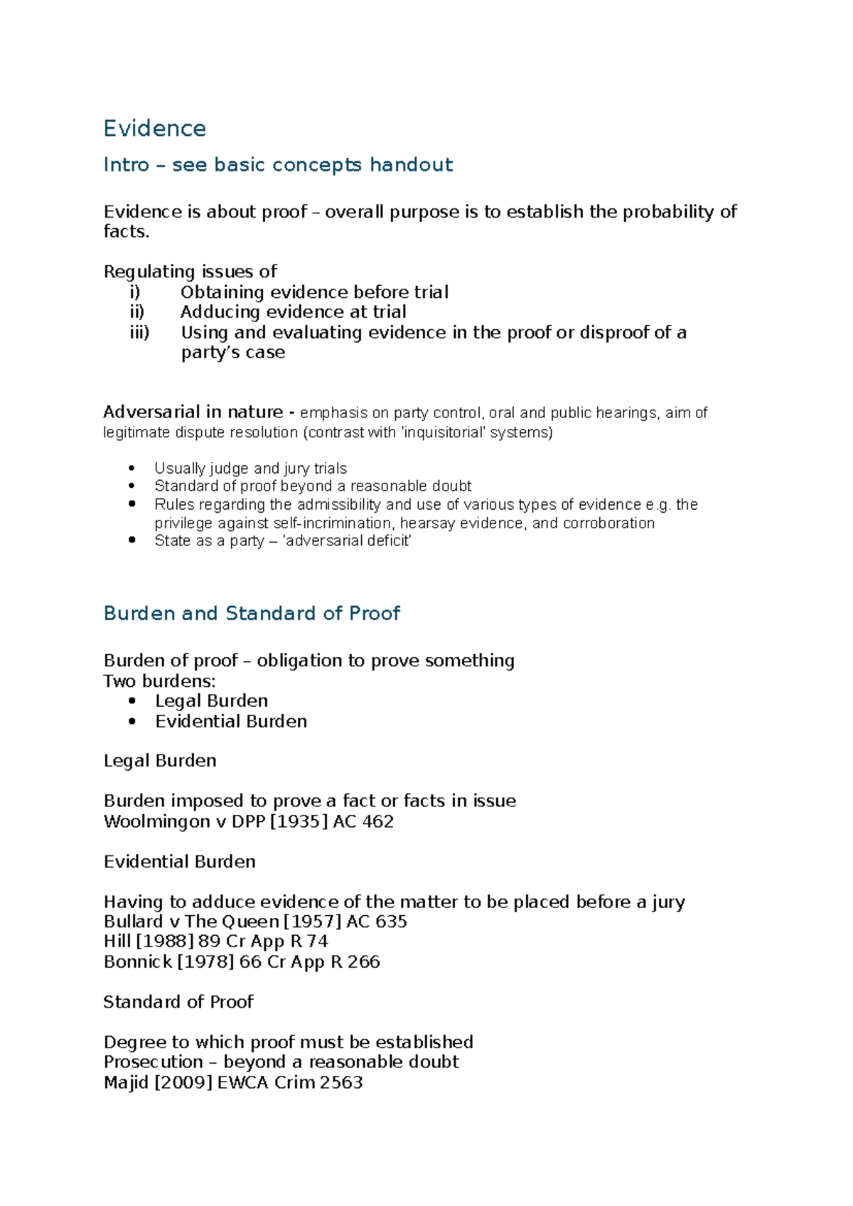 Evidence - Evidence Intro – see basic concepts handout Evidence is ...