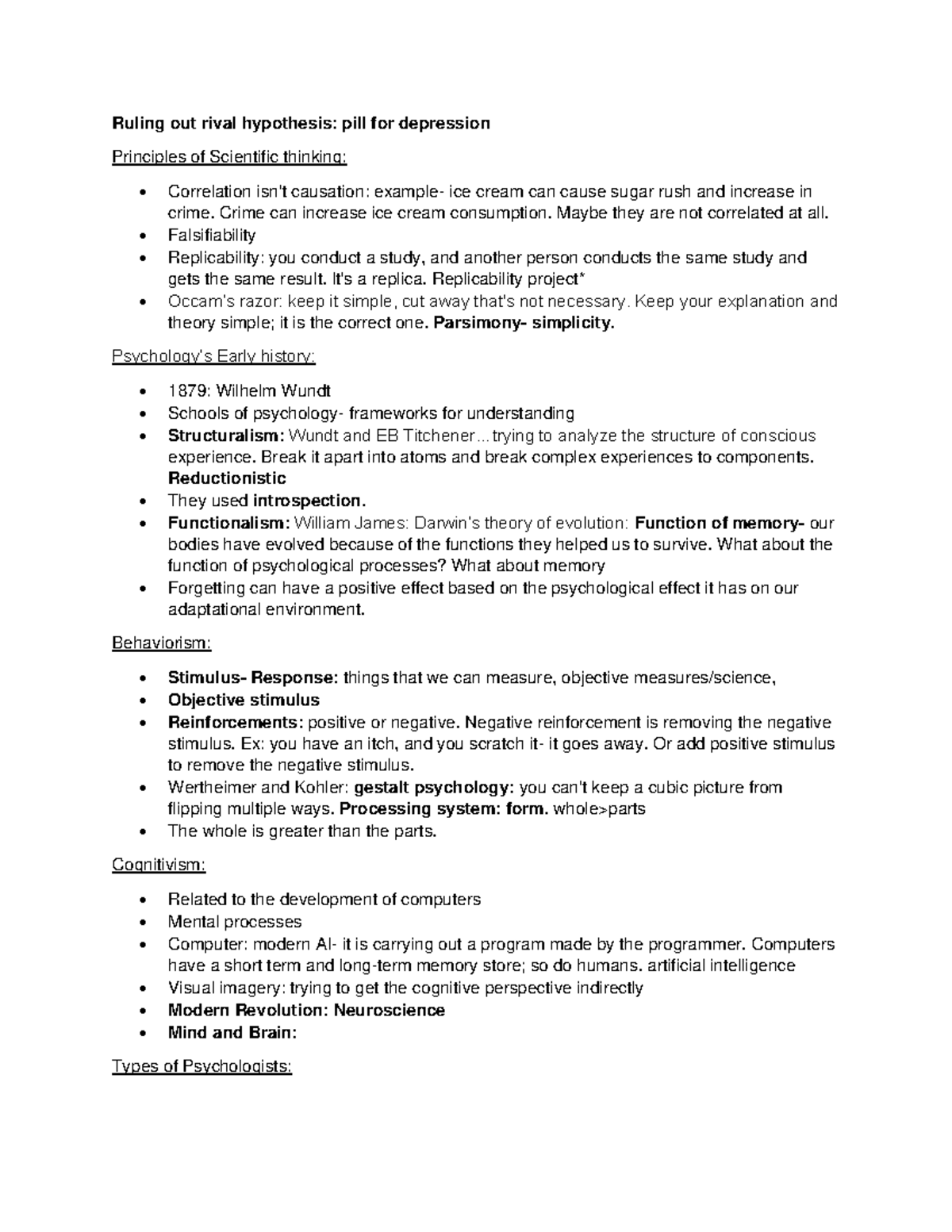 Chapter 1: Scientific thinking, history - Ruling out rival hypothesis ...