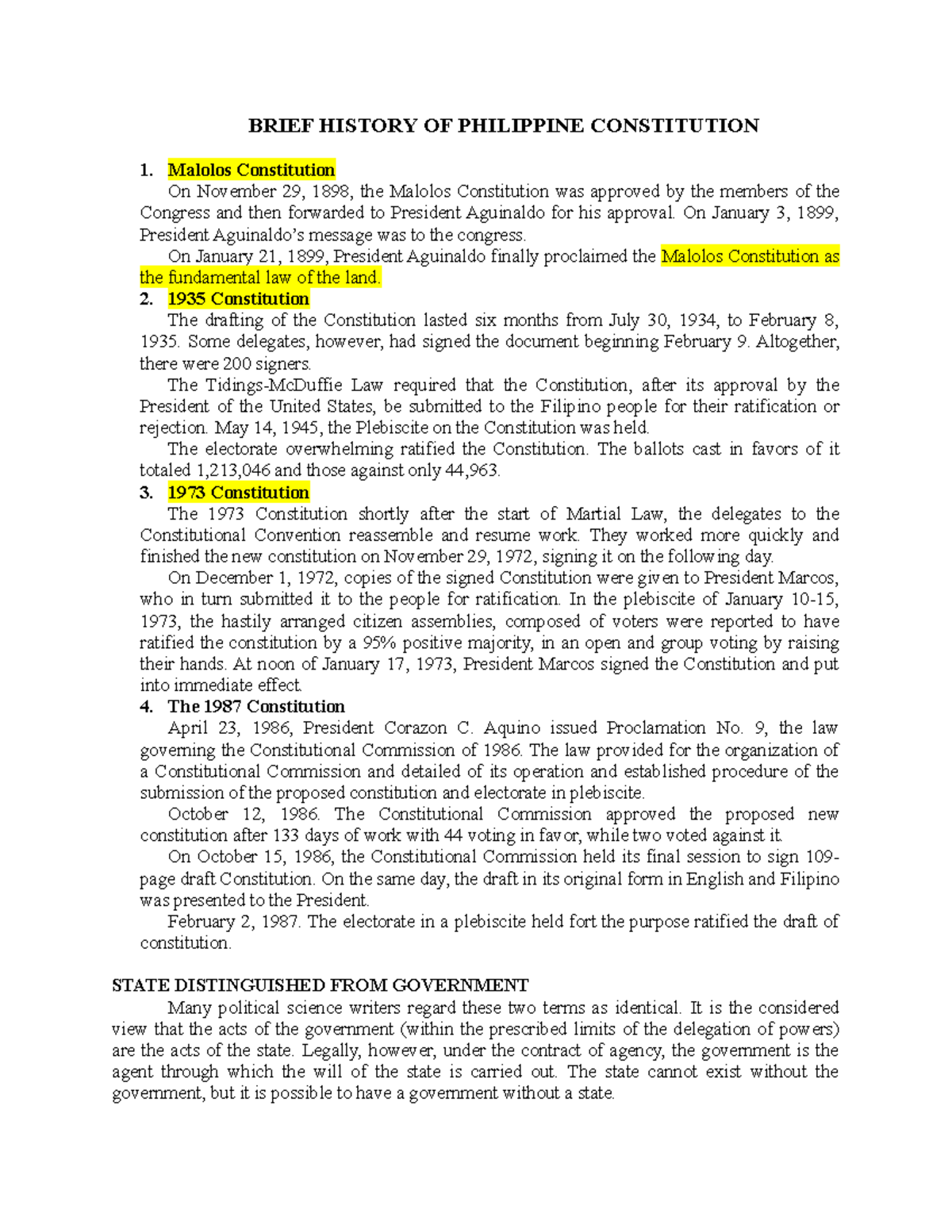 Brief History OF Philippine Constitution - BRIEF HISTORY OF PHILIPPINE ...