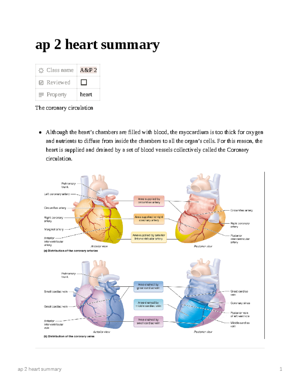 Ap 2 heart summary - ap 2 heart summary Class name A&P 2 Reviewed ...