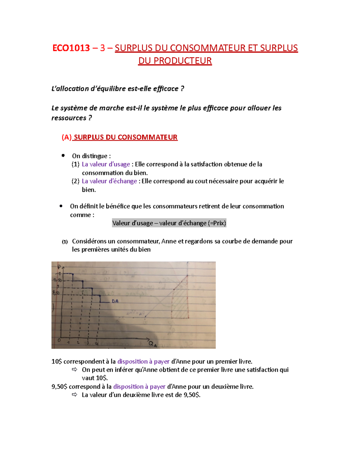 ECO1013 – 3 – Surplus DU Consommateur ET Surplus DU Producteur - ECO1013 – 3 – SURPLUS DU - Studocu