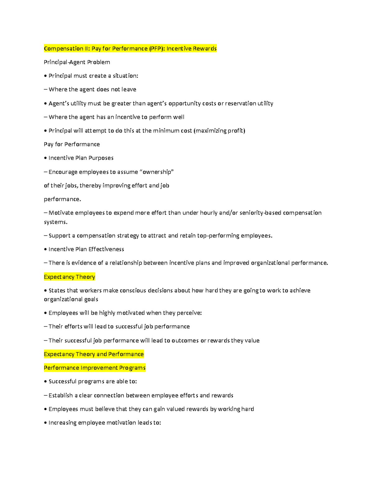 Chapter 10 MGMT 331 Compensation - Compensation II: Pay for Performance ...