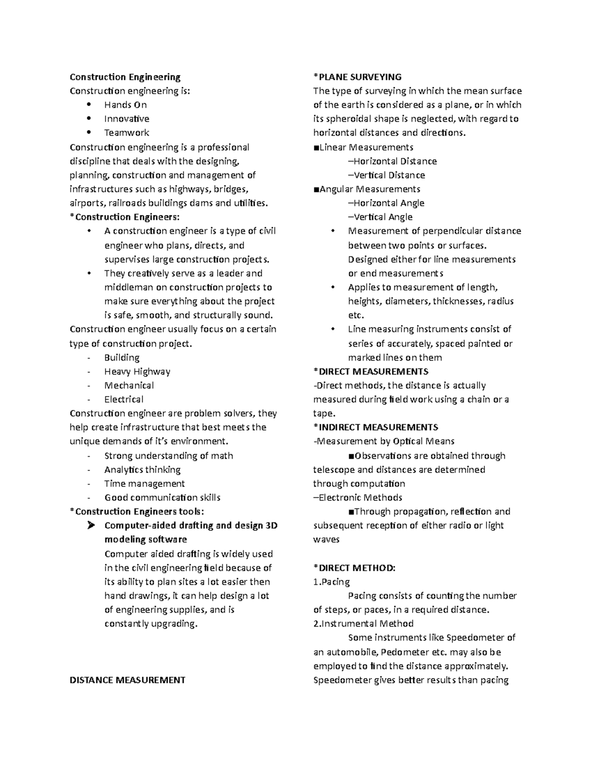 Construction Engineering and Plane SUrveying reviewers - Construction ...