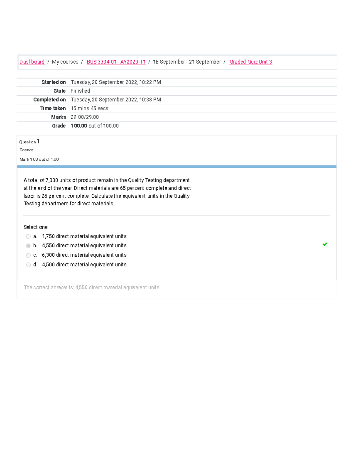 Graded Quiz Unit 3 Attempt review - Started on Tuesday, 20 September ...