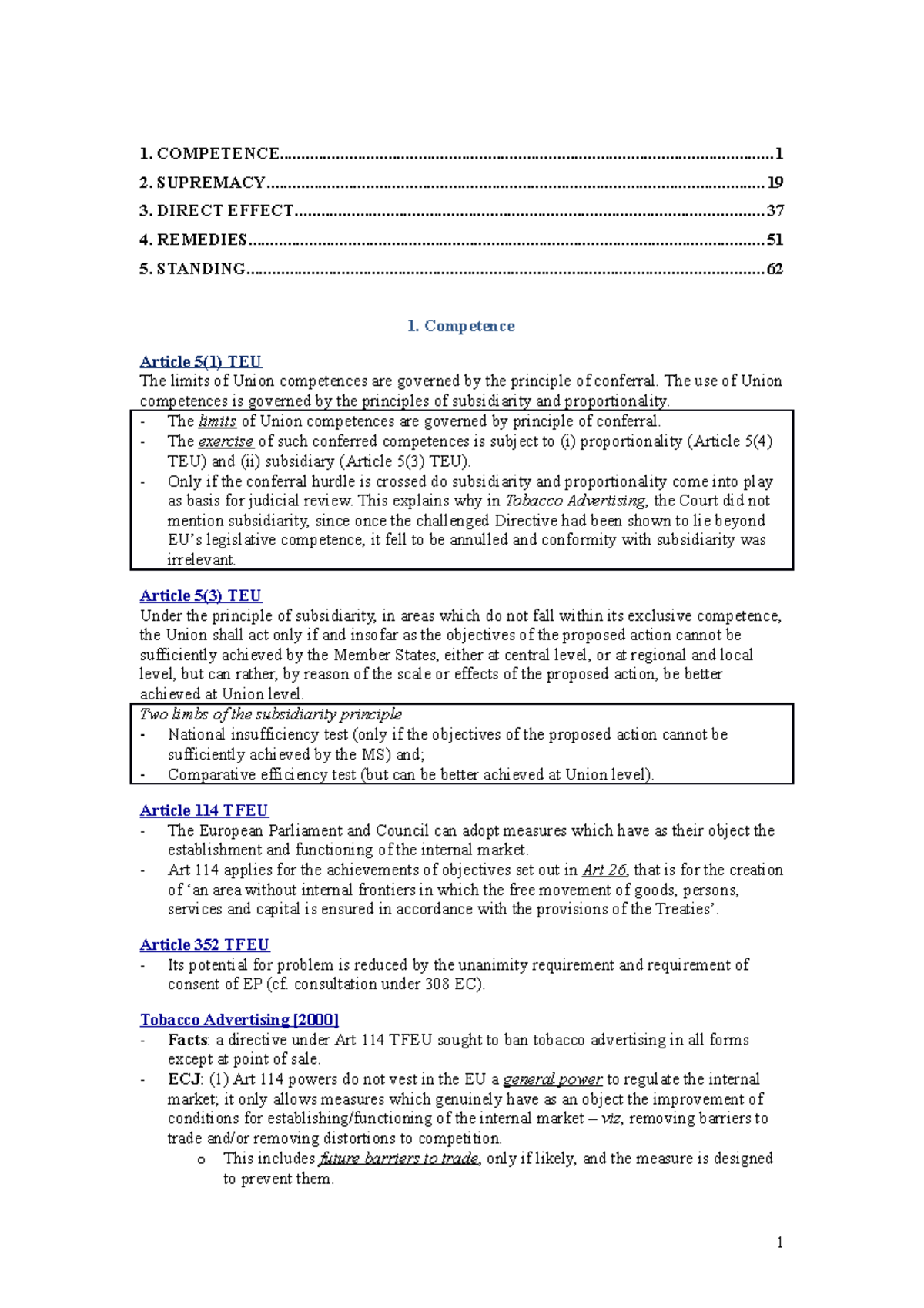 European Union notes - 1. - Studocu