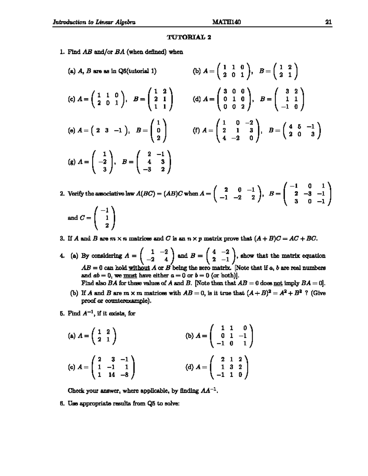 LA1 Tutorial 2 - it is just a practice of linear algebra - Introduction ...