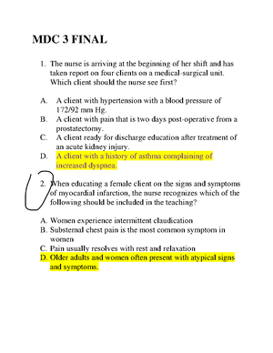 [Solved] A nurse is providing teaching to a client who is 2 days ...