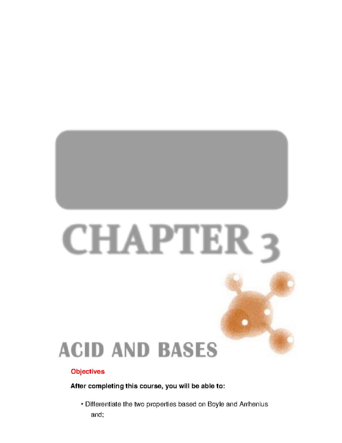 Chapter 3 - ACID AND Bases - ORGANIC CHEMISTRY Objectives After ...