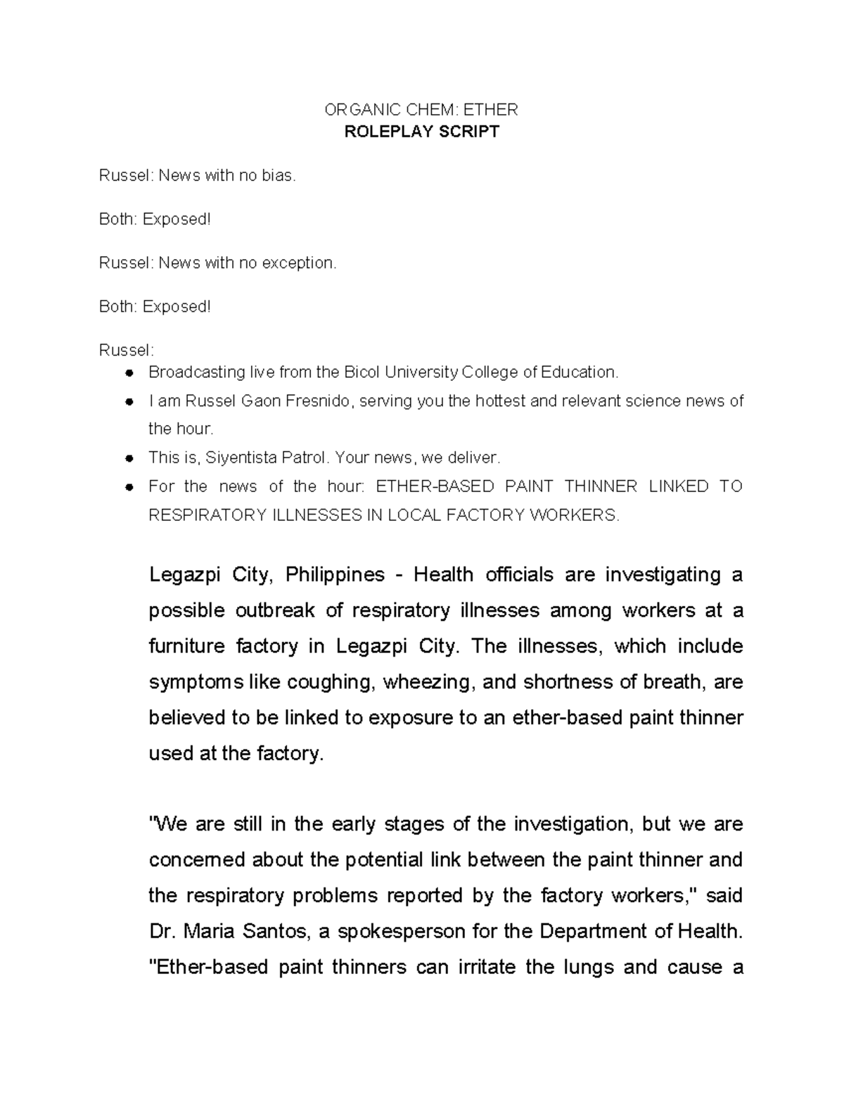 Ether Roleplay Script AR - ORGANIC CHEM: ETHER ROLEPLAY SCRIPT Russel ...