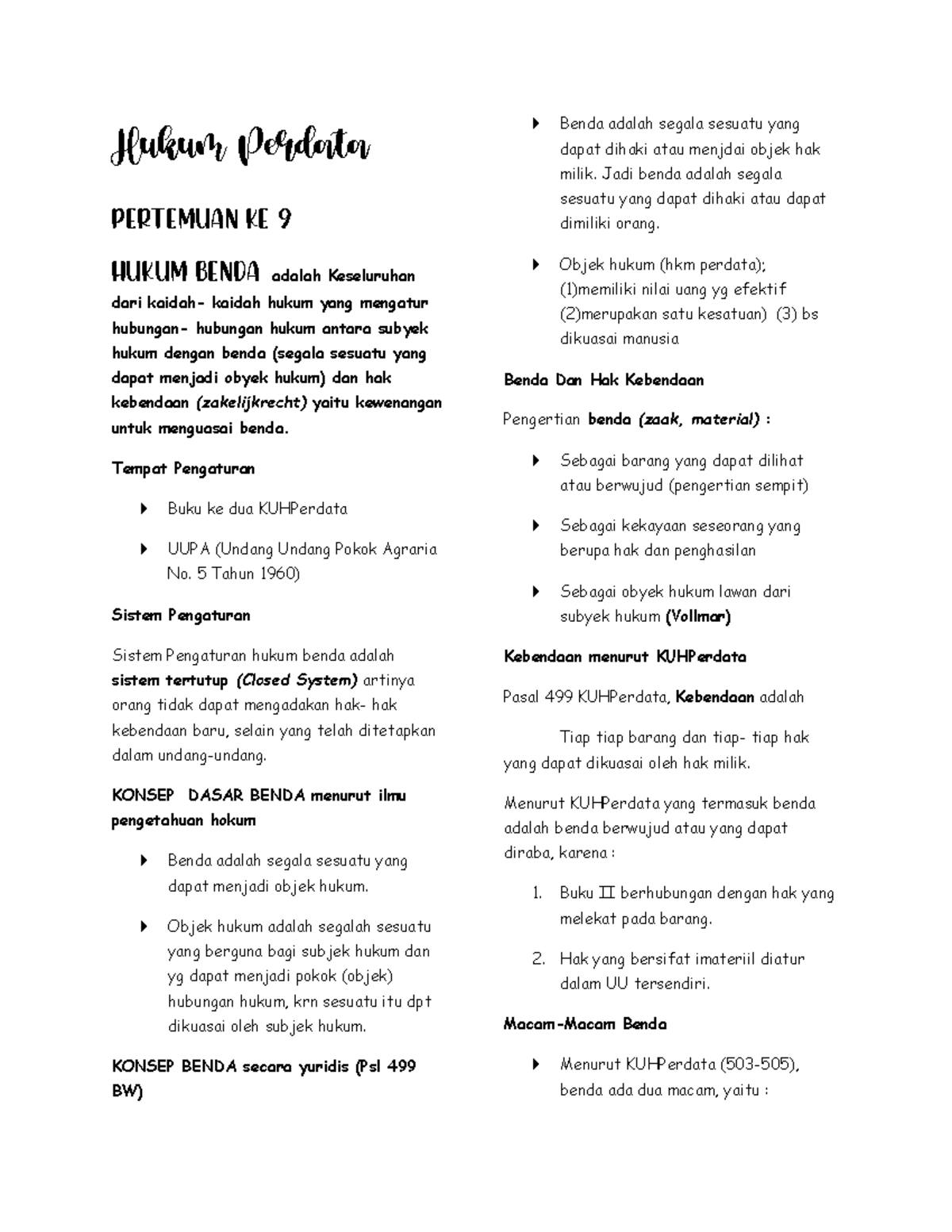 Resume Materi Hukum Perdata - Hukum Perdata Pertemuan ke 9 Hukum Benda ...