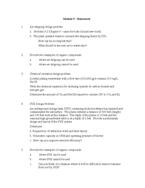 Mod 5-Homework Solution - Module 5 - Homework 5 Air stripping design ...