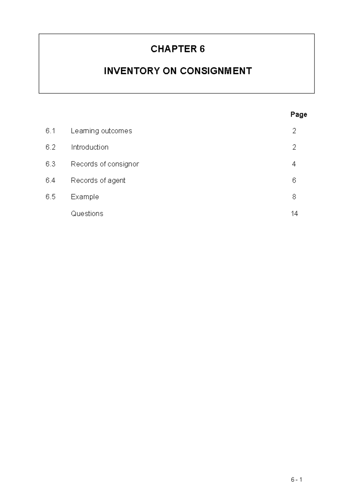 Chapter 6 Notes - INVENTORY ON CONSIGNMENT - CHAPTER 6 .1 Learning ...