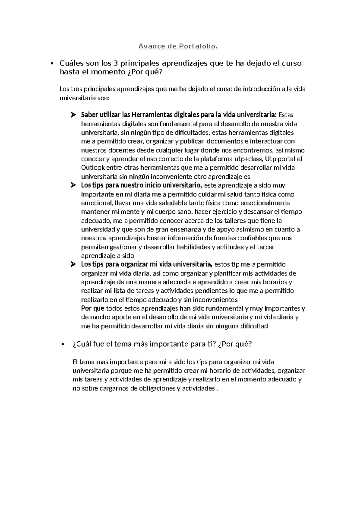 Avance IVU Royder Zambrano - Avance de Portafolio. Cuáles son los 3 ...