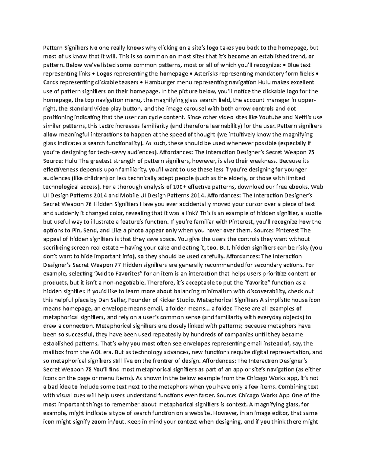 Takeaway 3 - notes for digital graphic design - Pattern Signifiers No ...