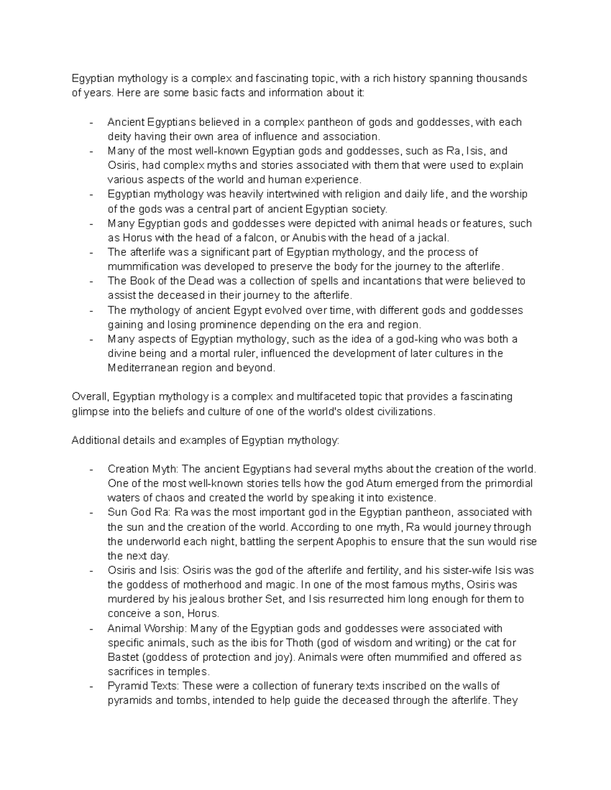 Module 6 Egypt - Professor: Dale Yerpe - Egyptian mythology is a ...