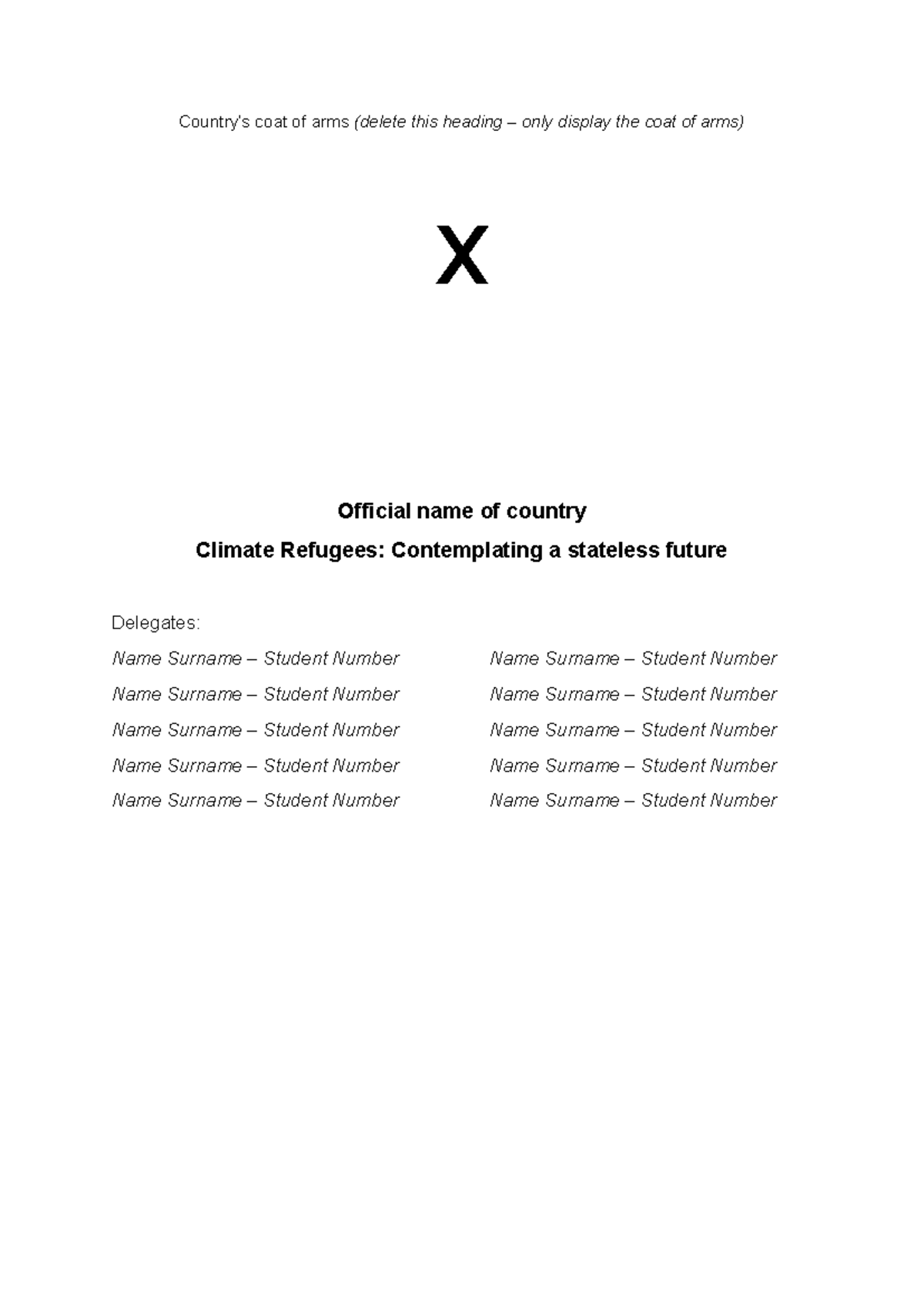 Position Paper Template - Country’s coat of arms (delete this heading ...