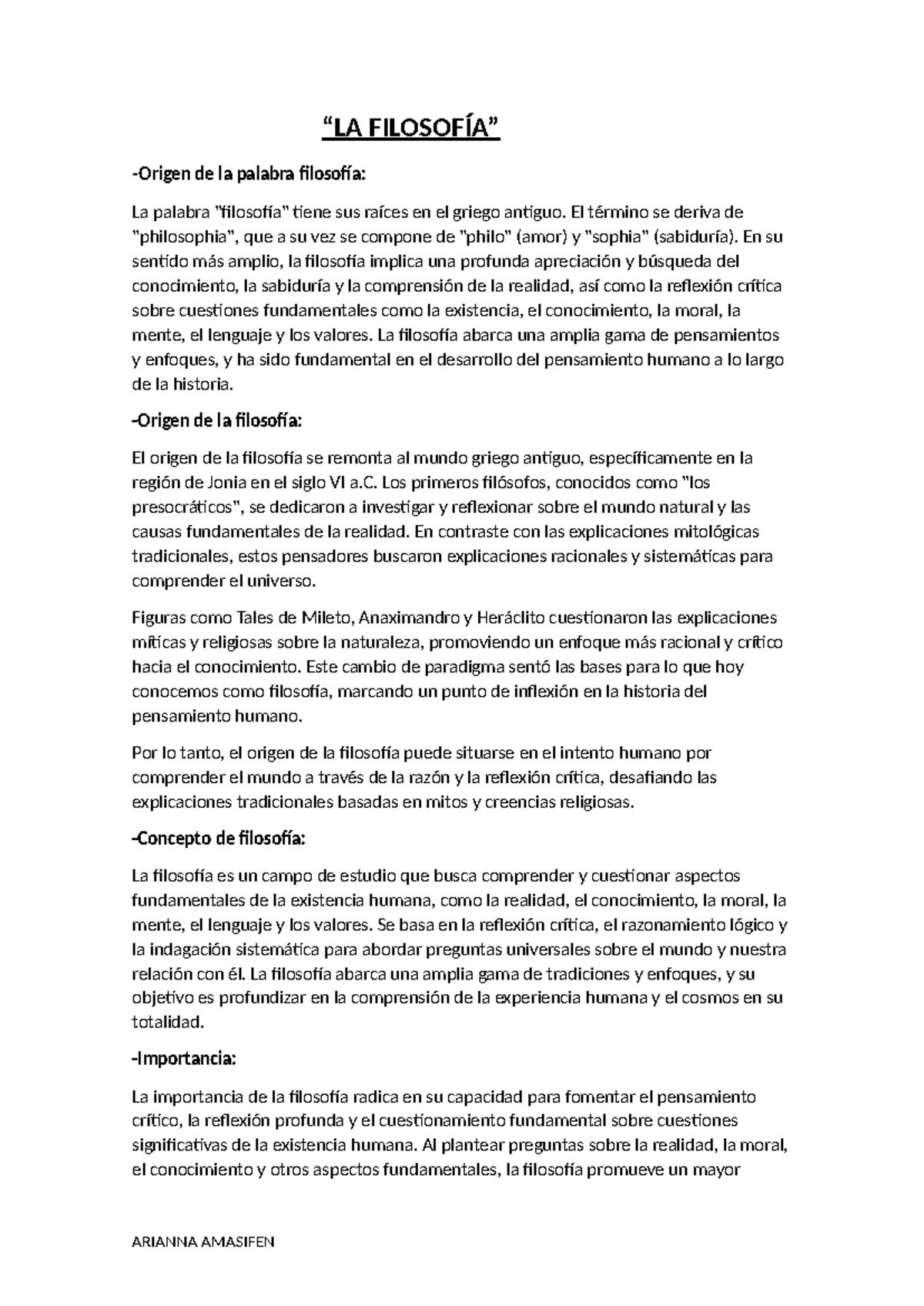 La Filosofía-partes, etc - “LA FILOSOFÍA” - Origen de la palabra ...