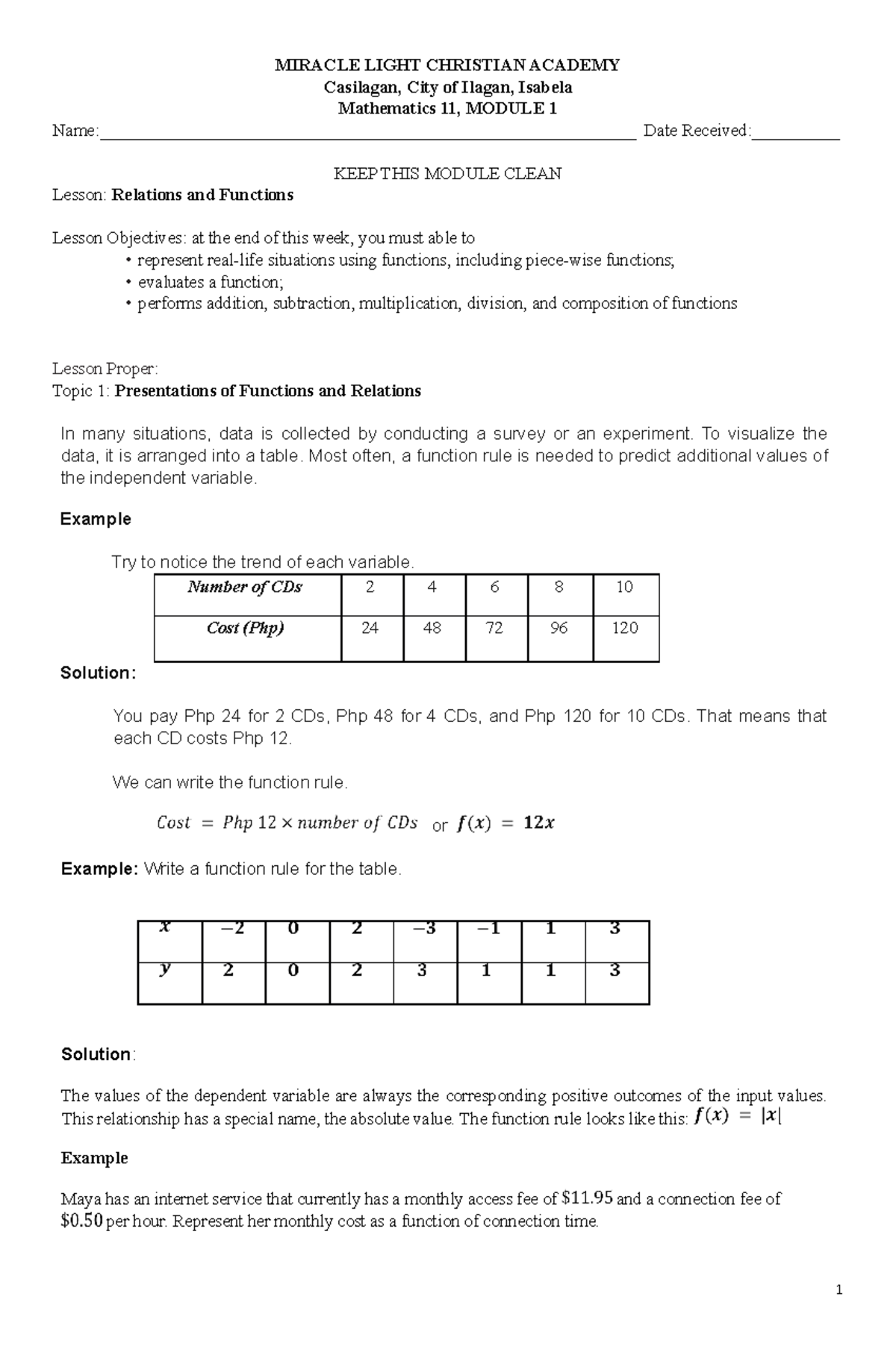 Print MATH 11 MOD 1 - MIRACLE LIGHT CHRISTIAN ACADEMY Casilagan, City ...