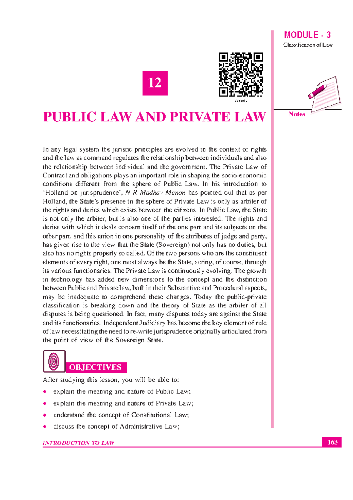 Public and private law - Nature of Law - Classification of Law Notes 12 ...