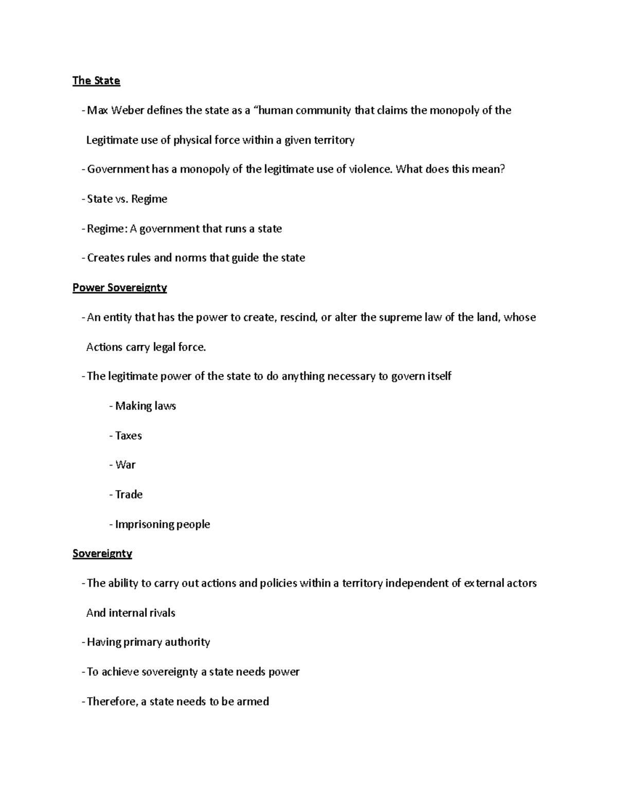 Introduction to Comparative Politics 2A - The State - Max Weber defines ...