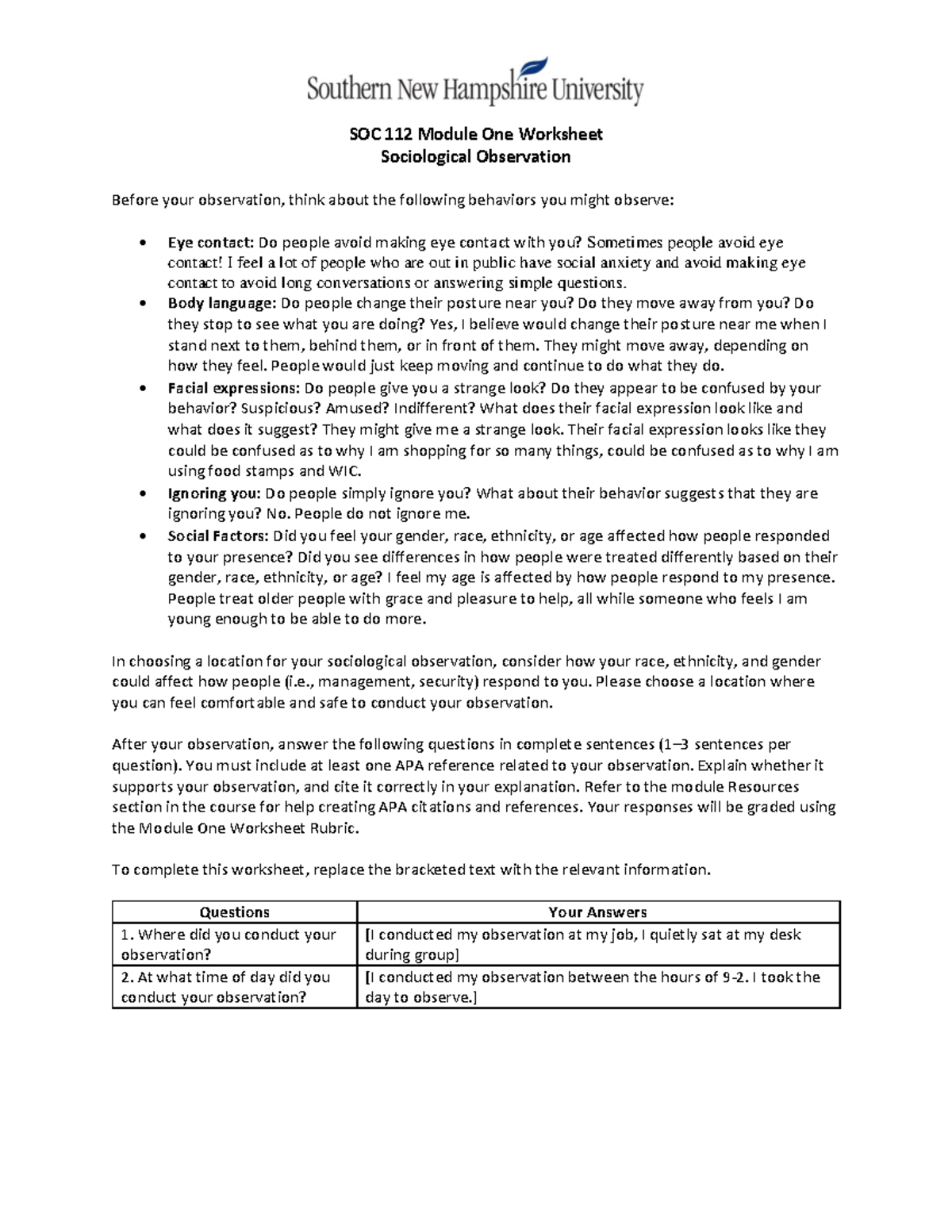 SOC 112 Module One Worksheet - SOC 112 Module One Worksheet ...