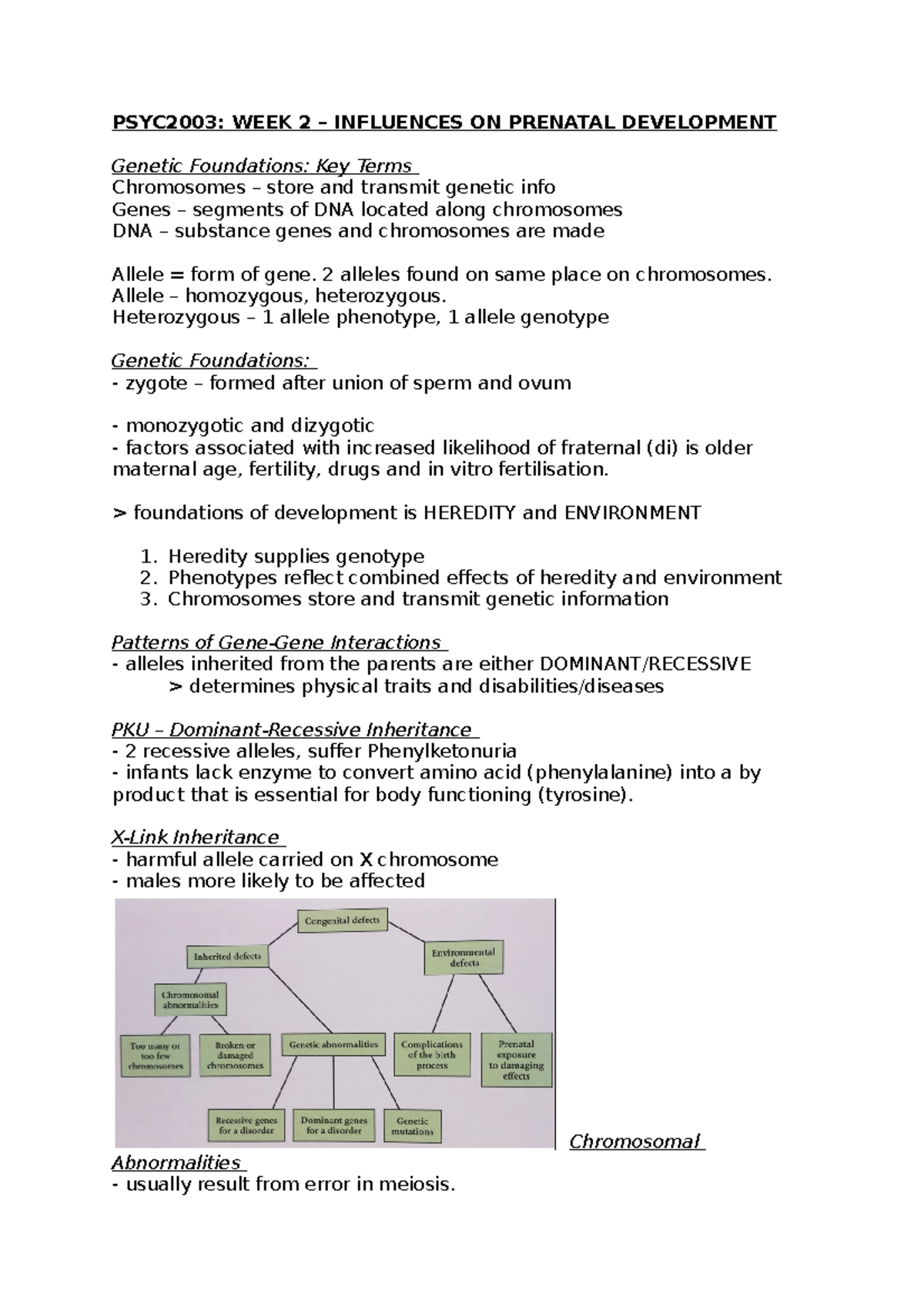 PSYC2003 - week 2 - influences of prenatal development - PSYC2003: WEEK ...