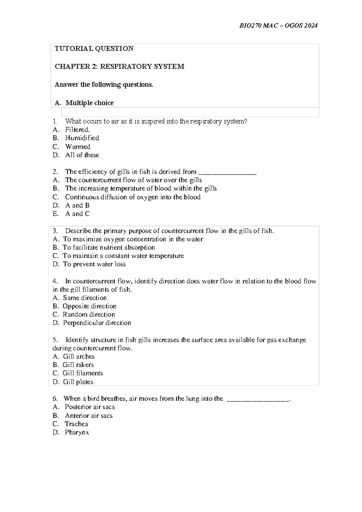 Question Tutorial 2 Respiratory System - BIO270 MAC – OGOS 2024 ...