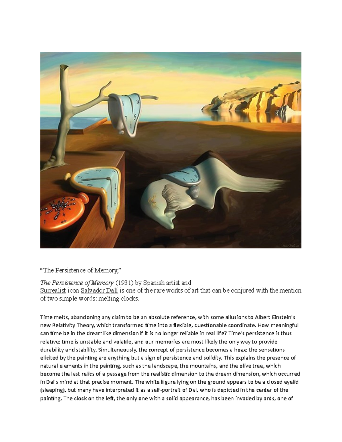 Surrealism - “The Persistence of Memory,” The Persistence of Memory ...