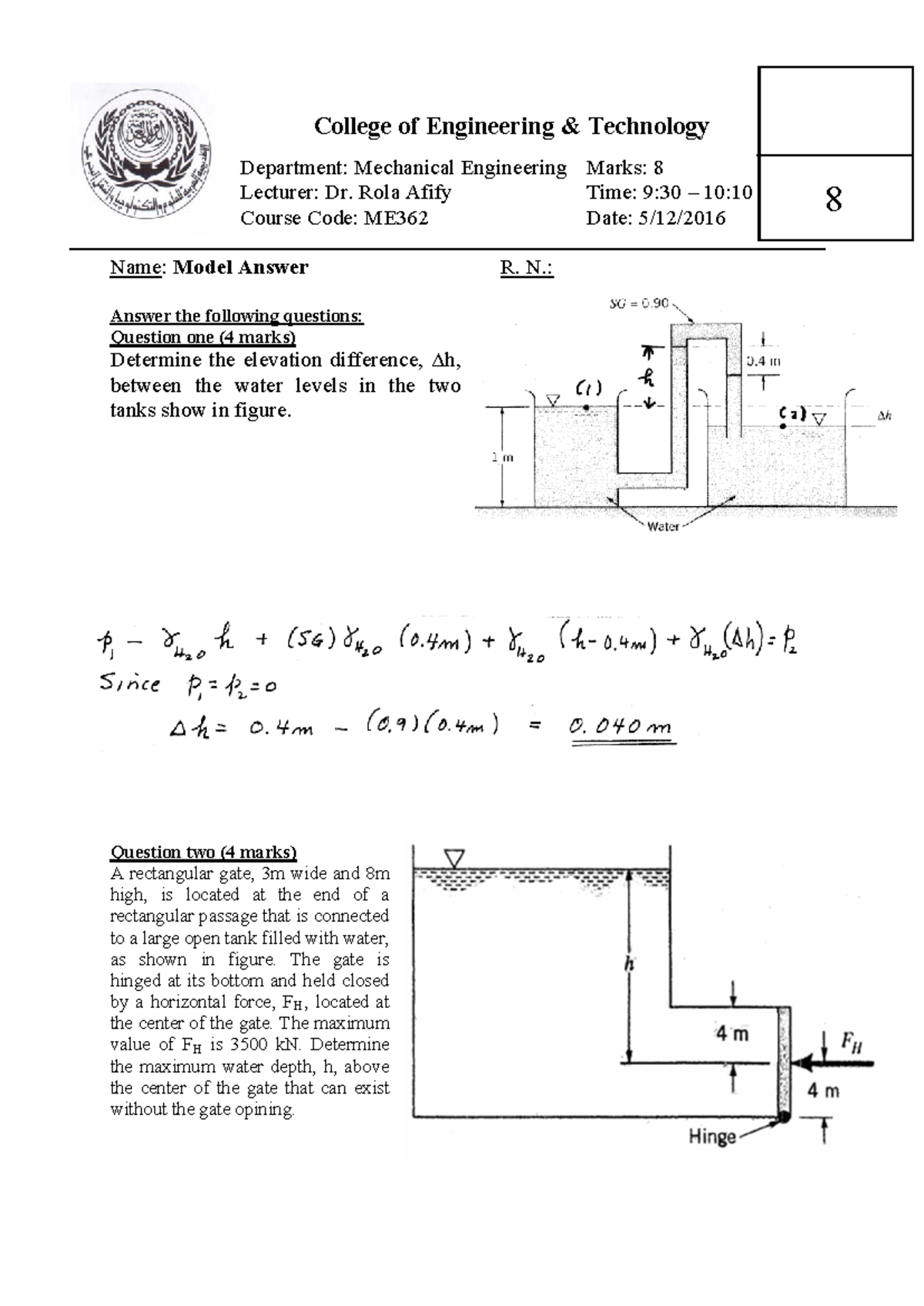 Academy-11th 2-16-17-ME362-ans - College of Engineering & Technology ...