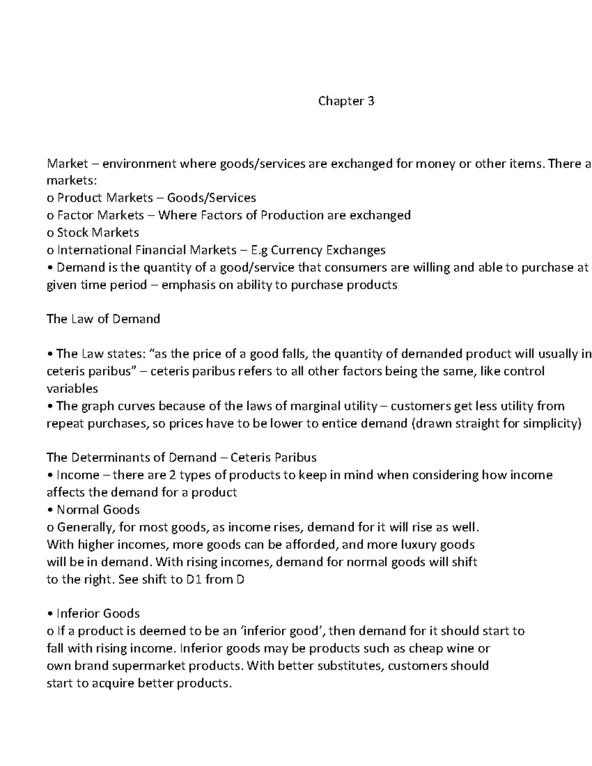 Chapter 3 - Market – environment where goods/services are exchanged for ...