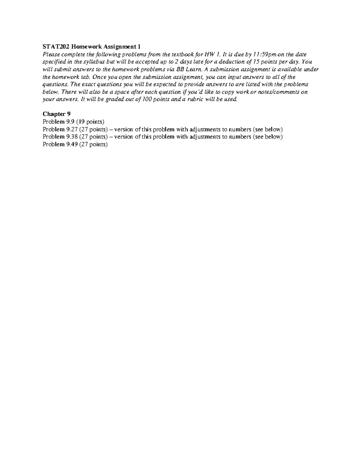 STAT202 Homework Assignment 1 2021 Spring[ 7148] - STAT202 Homework Assignment 1 Please complete ...