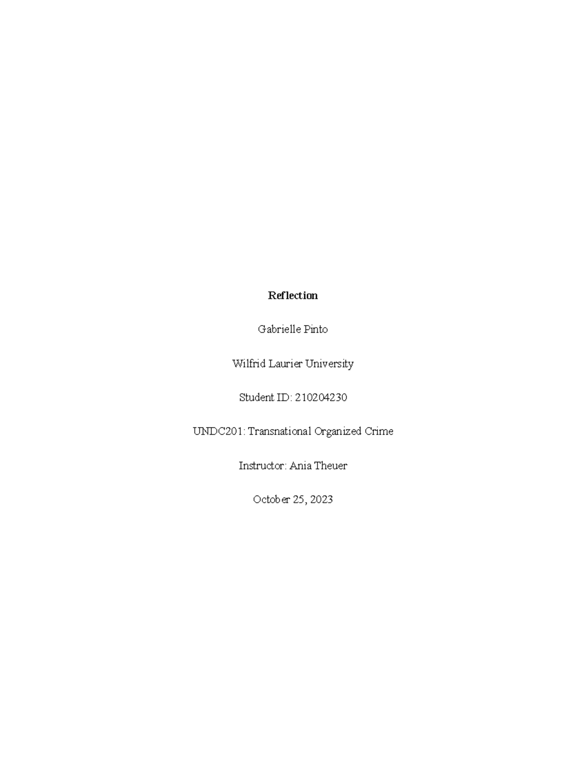 Final Project - Reflection Gabrielle Pinto Wilfrid Laurier University ...