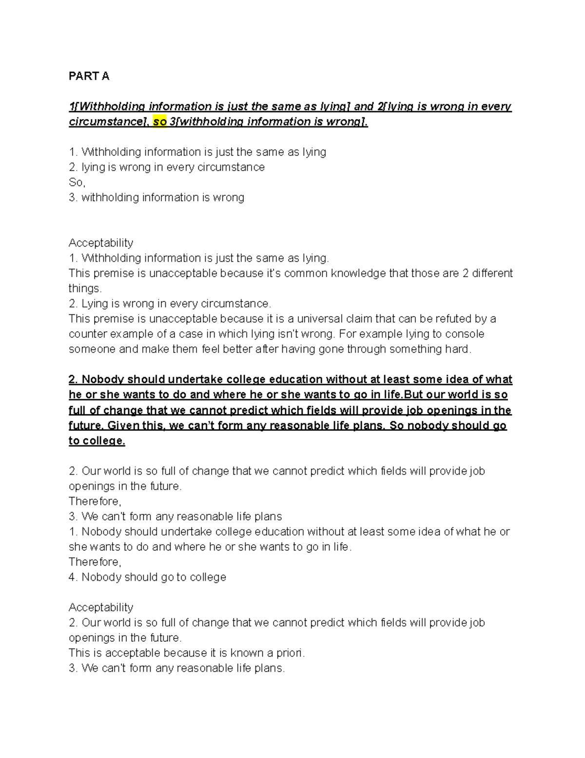 Exercise 4 - Group Assignment 4 - PART A 1[Withholding information is just the same as lying ...