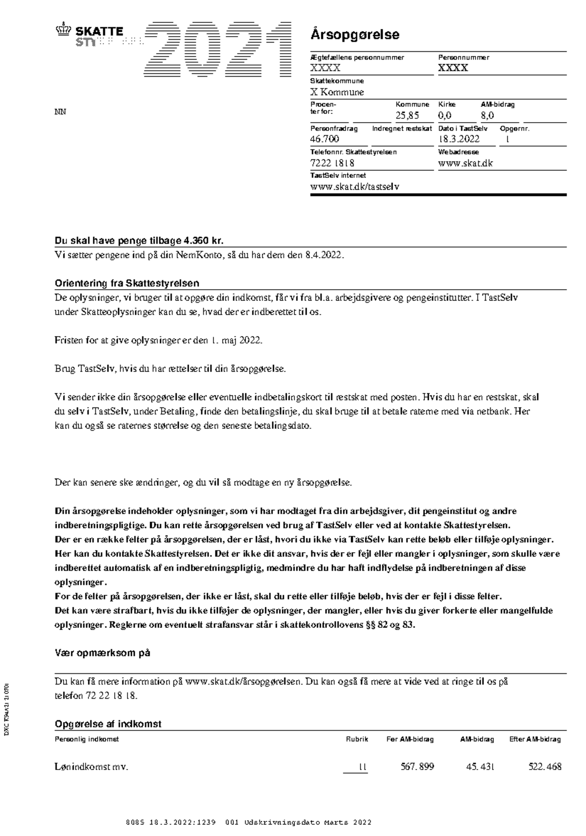 Årsopgørelse - Eksempel 2021 - DXC K94A21 210701 Procen- ter for ...