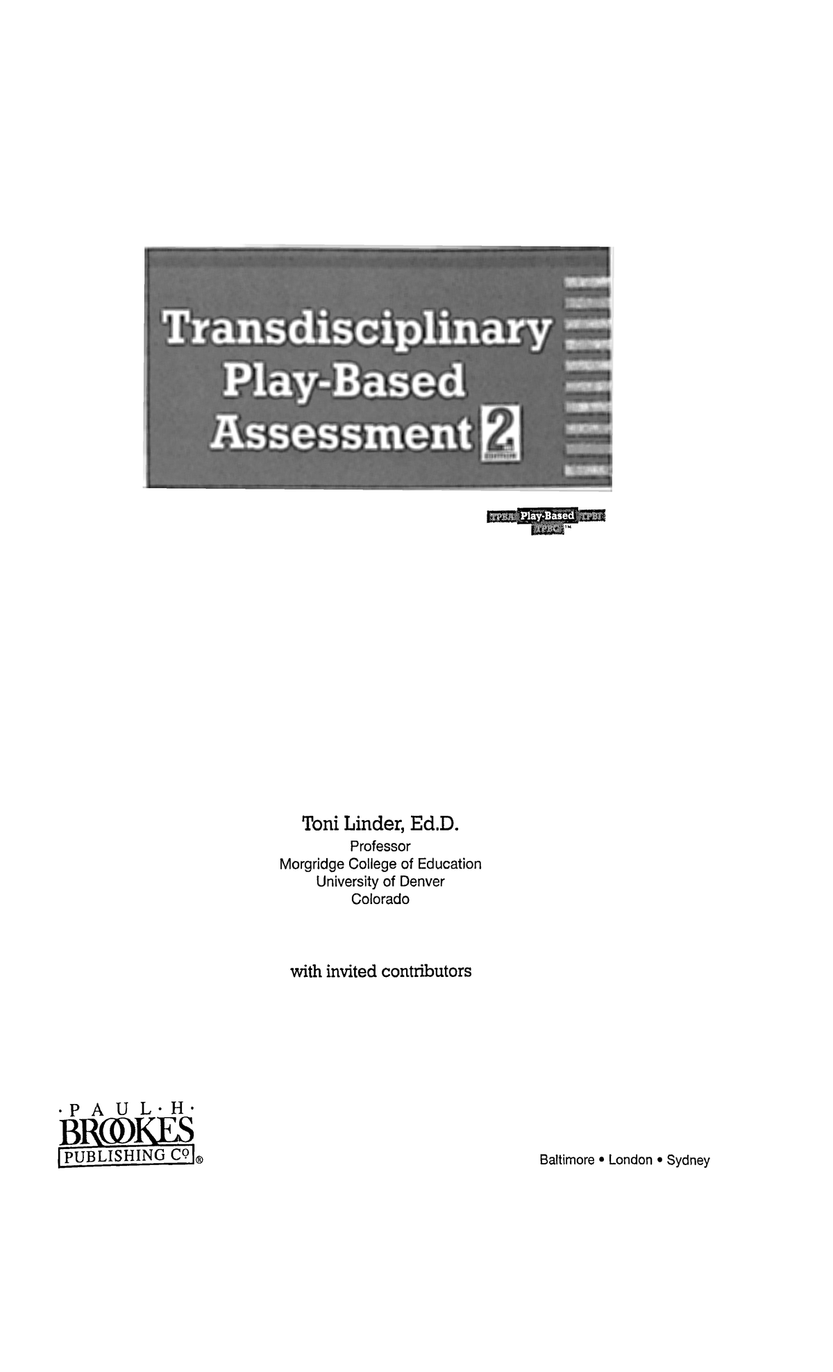 TPBA - TPBA - Toni Linder, Ed. Professor Morgridge College of Education ...
