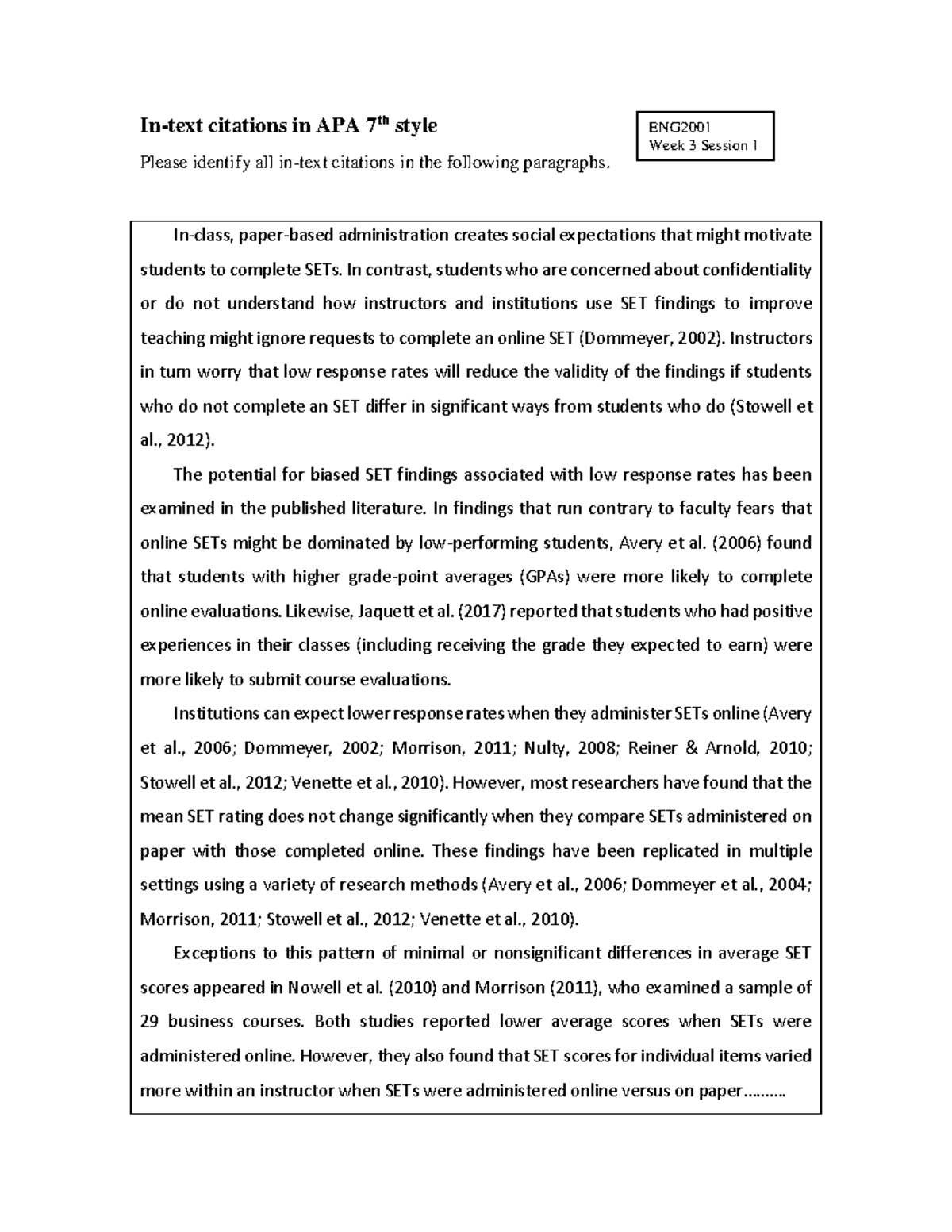 Activity In-text citations in APA 7th style - In-text citations in APA ...