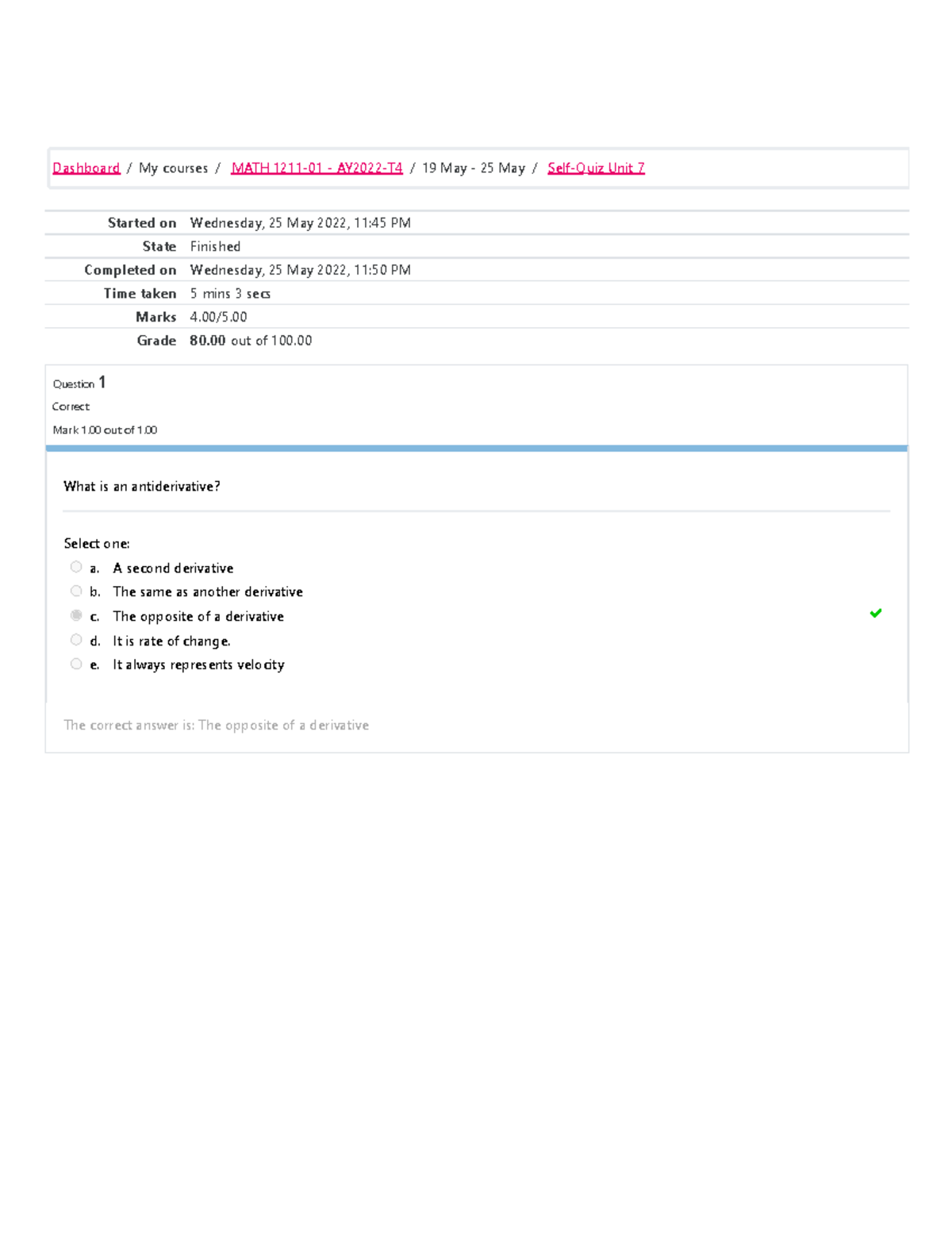 Self-Quiz Unit 7 Attempt review - Started on Wednesday, 25 May 2022, 11 ... Self-Quiz Unit 7 Attempt review - Started on Wednesday, 25 May 2022, 11 ...