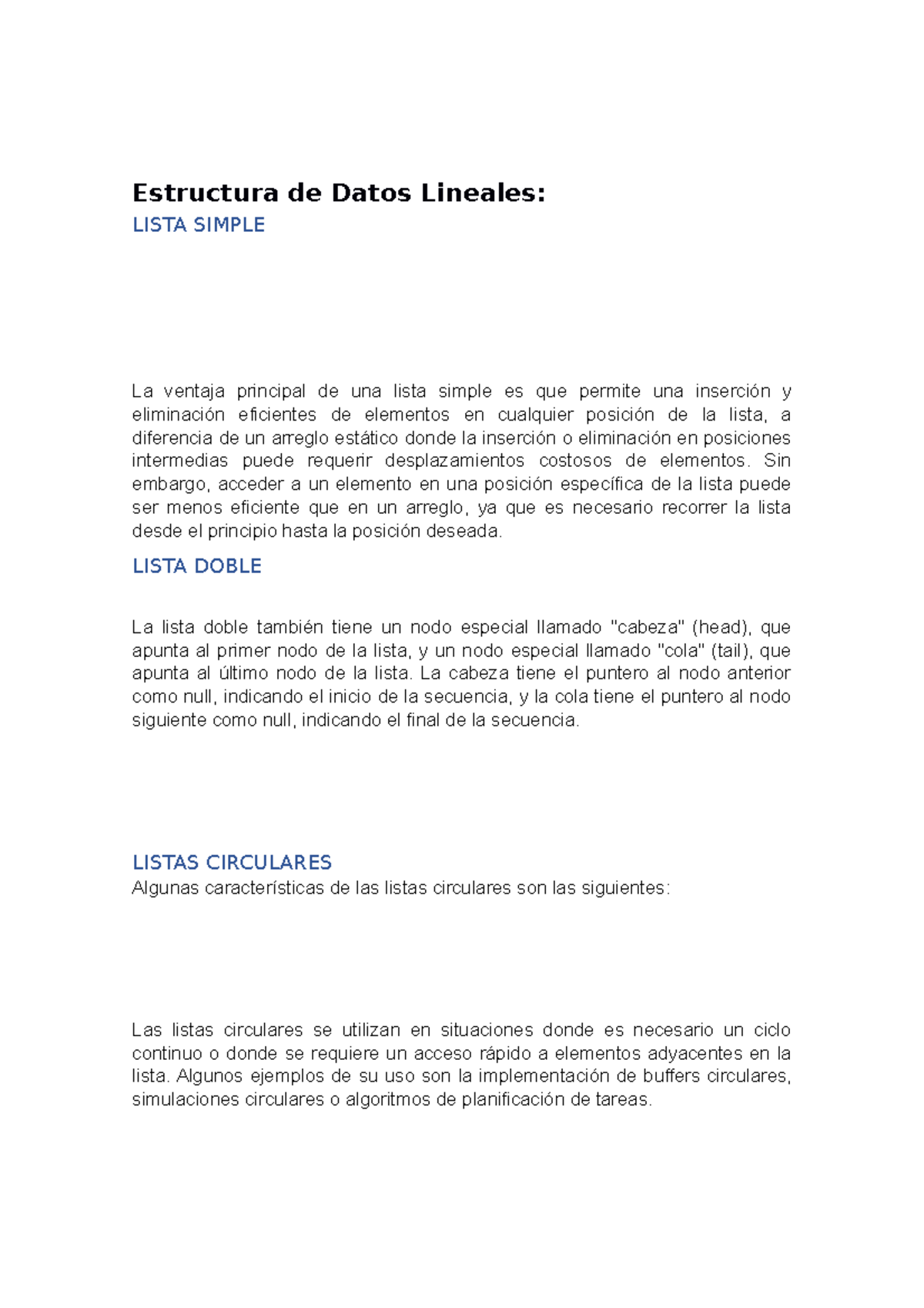 Estructuras EDA - Estructura de Datos Lineales: LISTA SIMPLE La ventaja ...