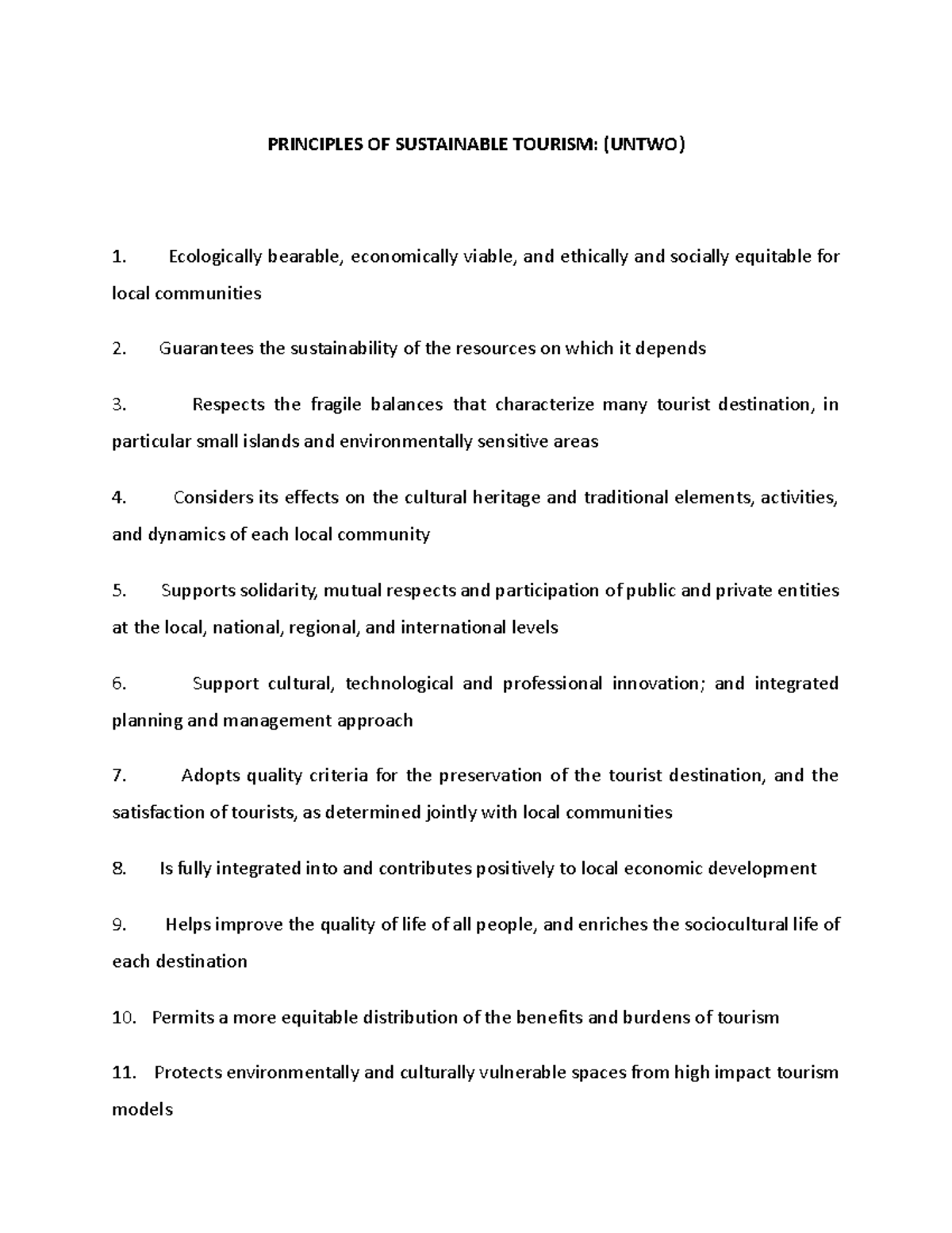 Principles of Sustainable Tourism - PRINCIPLES OF SUSTAINABLE TOURISM ...