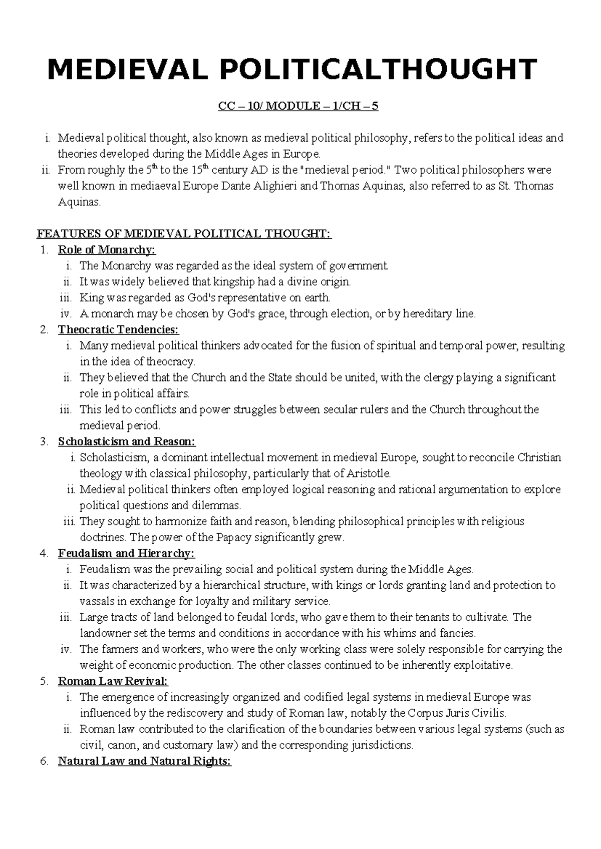 Christian Medieval Political Thought - CC – 10/ MODULE – 1/CH – 5 i ...