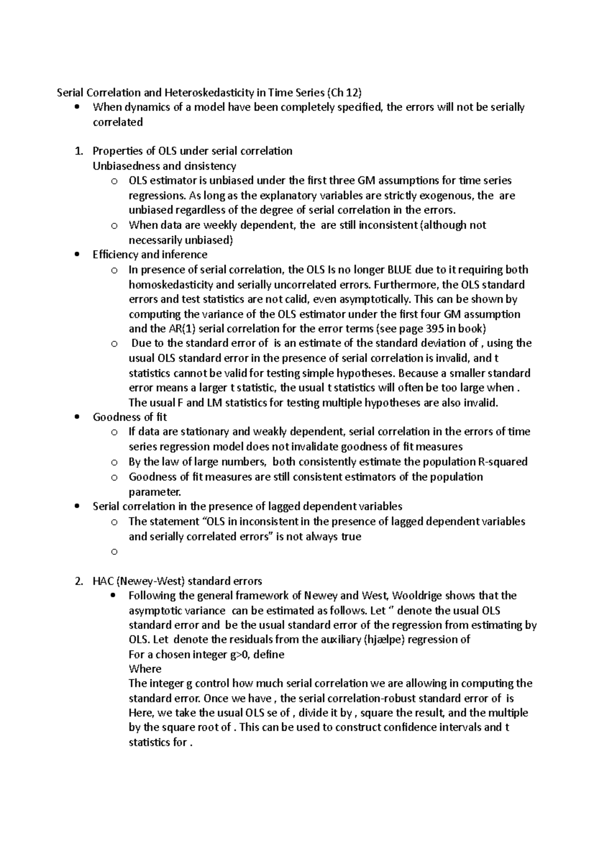 Chapter 12 - Serial Correlation and Heteroskedasticity in Time Series - Serial Correlation and ...
