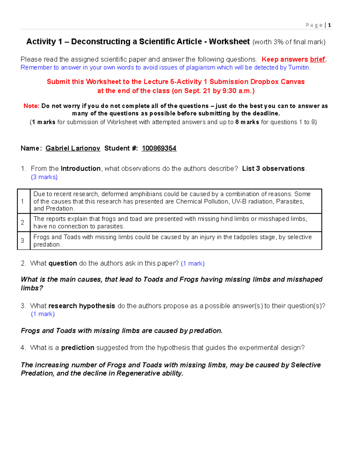 Activity 1-Deconstructing a Scientific Paper Worksheet-2 - P a g e | 1 ...