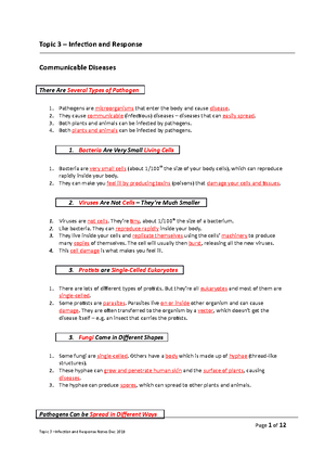 GCSE Biology Revision Notes - B2 - Organisation - Aug 2019 - Topic 2 ...