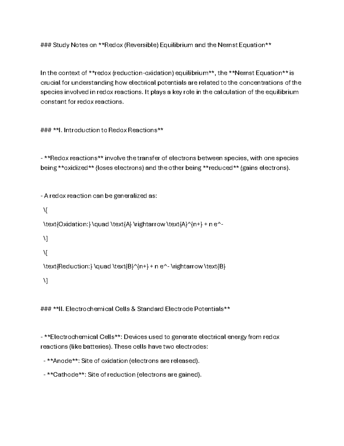 Redburg constant - Study Notes on Redox (Reversible) Equilibrium and ...